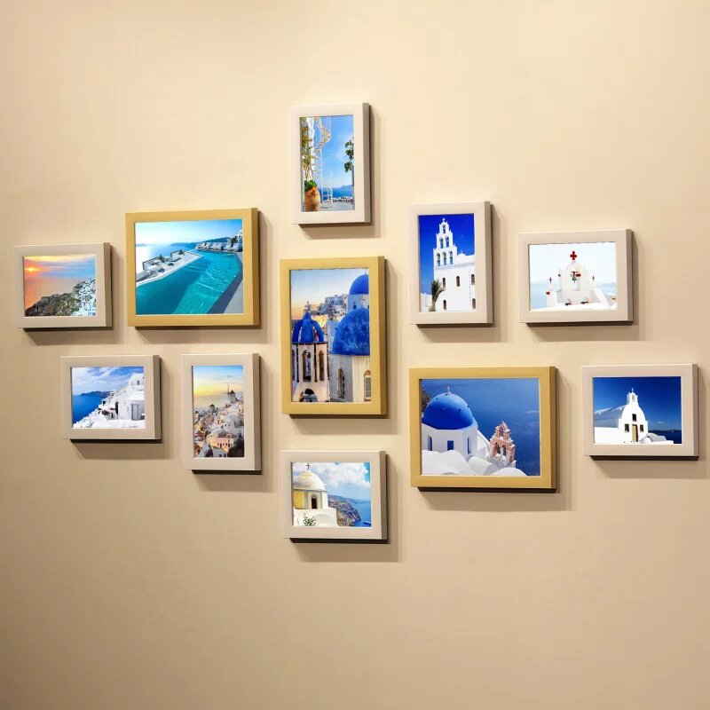 Набор фоторамок 7 дюймов с 3 большими и 8 маленькими рамками, белая комбинация цветов для настенного декора,