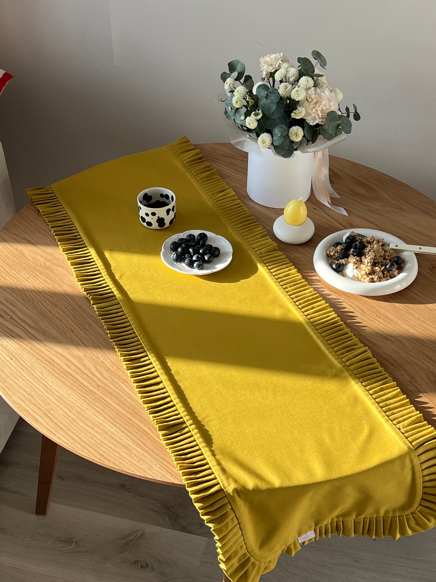 Дорожка "Рюши" для сервировки стола, 40х140 см, с защитой от влаги