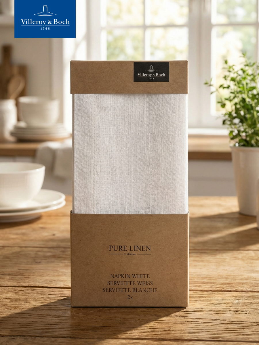 Льняные салфетки белые 2 шт, 40х40 см, E Pure Linen Napkin White 2S