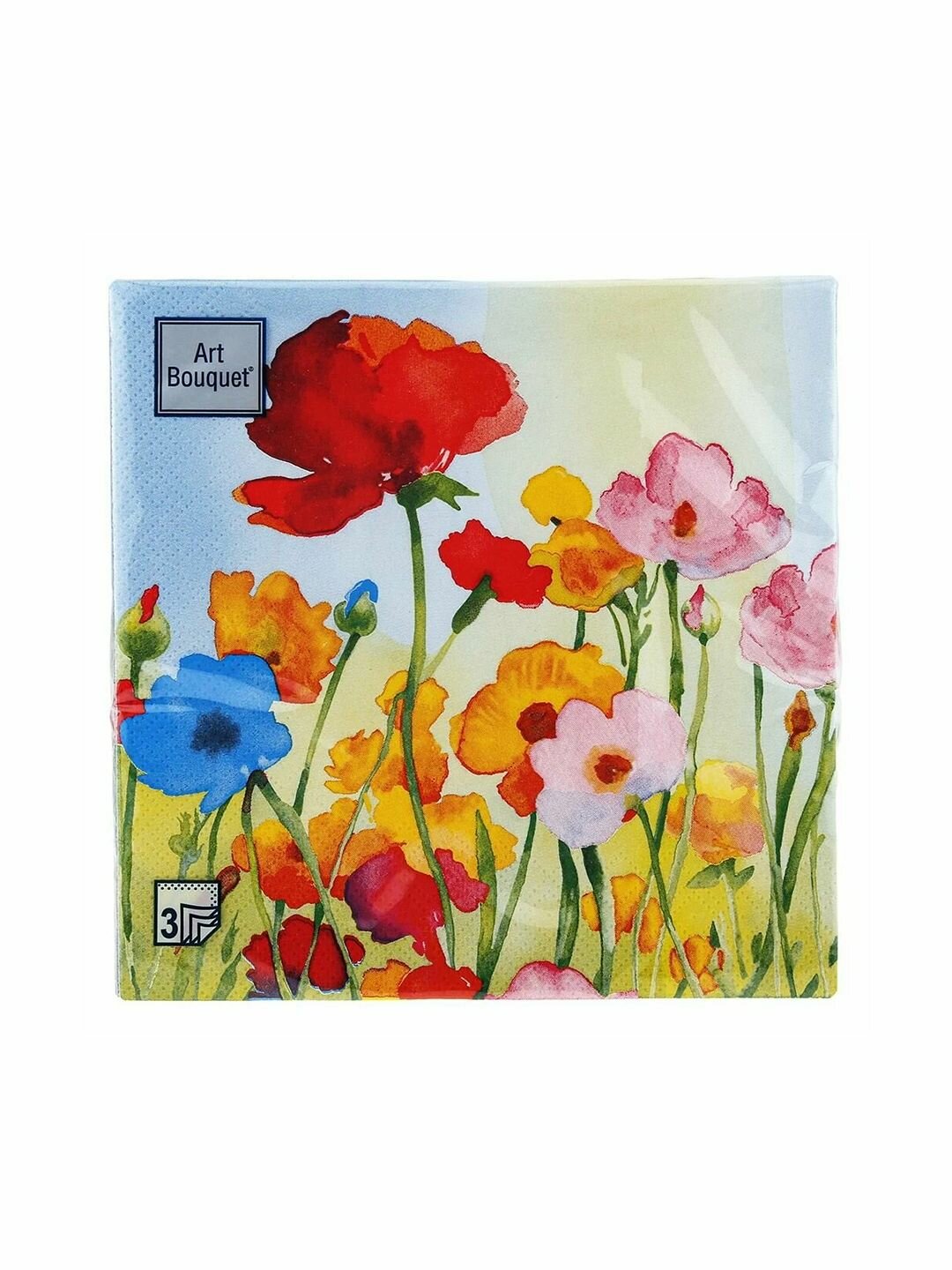 Салфетки бумажные трехслойные "Art Bouquet" Весенние цветы, 33х33 см, в пачке 20 штук