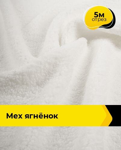 Ткань для шитья и рукоделия Мех "Ягнёнок", отрез 5 м * 170 см, цвет белый