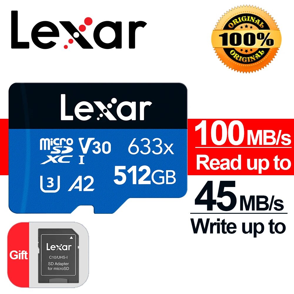 Lexar microSD 512GB V30 633x A2 карта памяти
