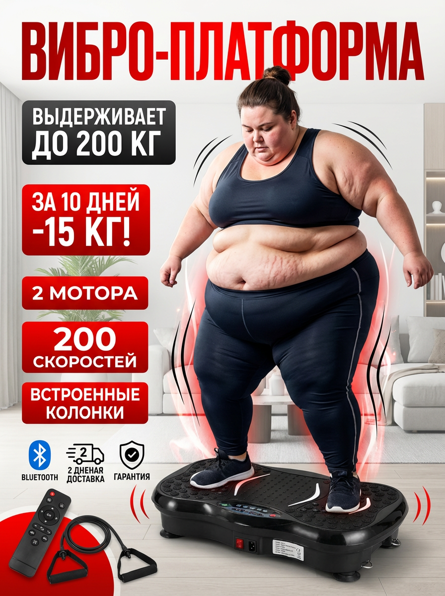 Виброплатформа для похудения, С блютуз, регулировка амплитуды, до 200кг, 49программ
