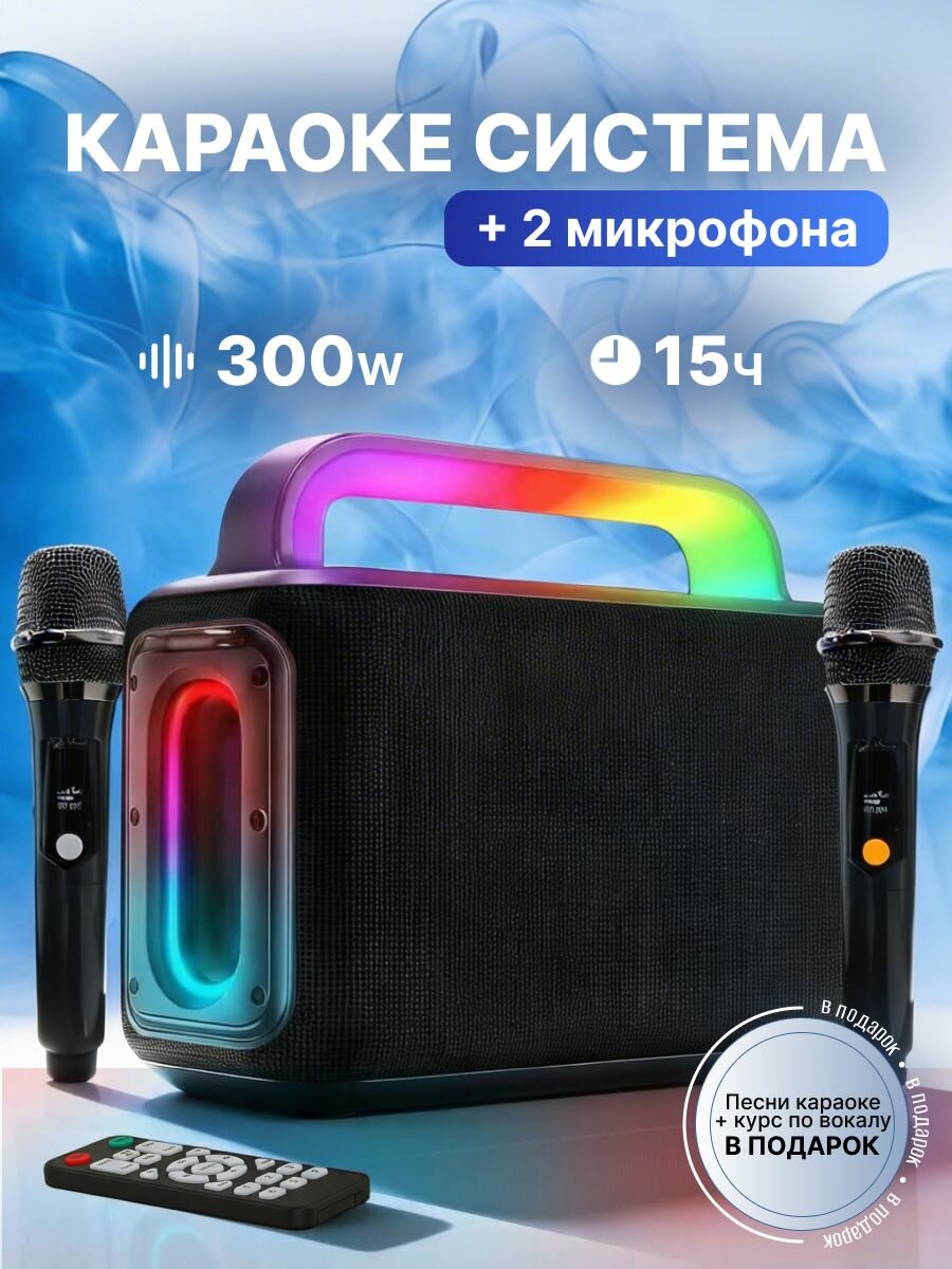 Караоке система с двумя микрофонами, 300W
