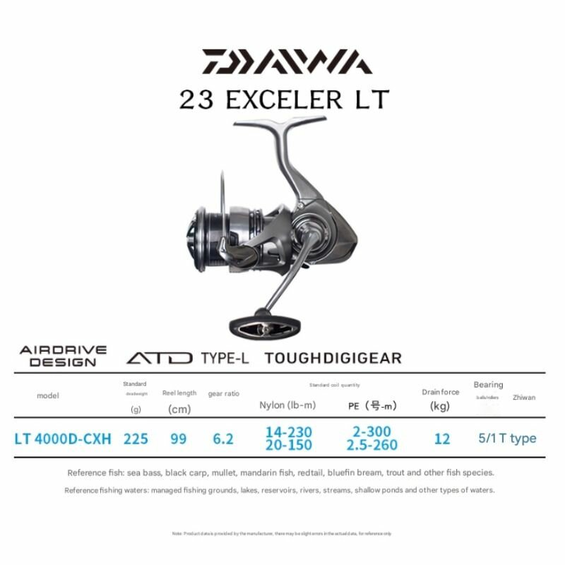 2023 Daiwa Exceler LT Маленькое универсальное вращающееся колесо, легкая катушка для дальней рыбалки