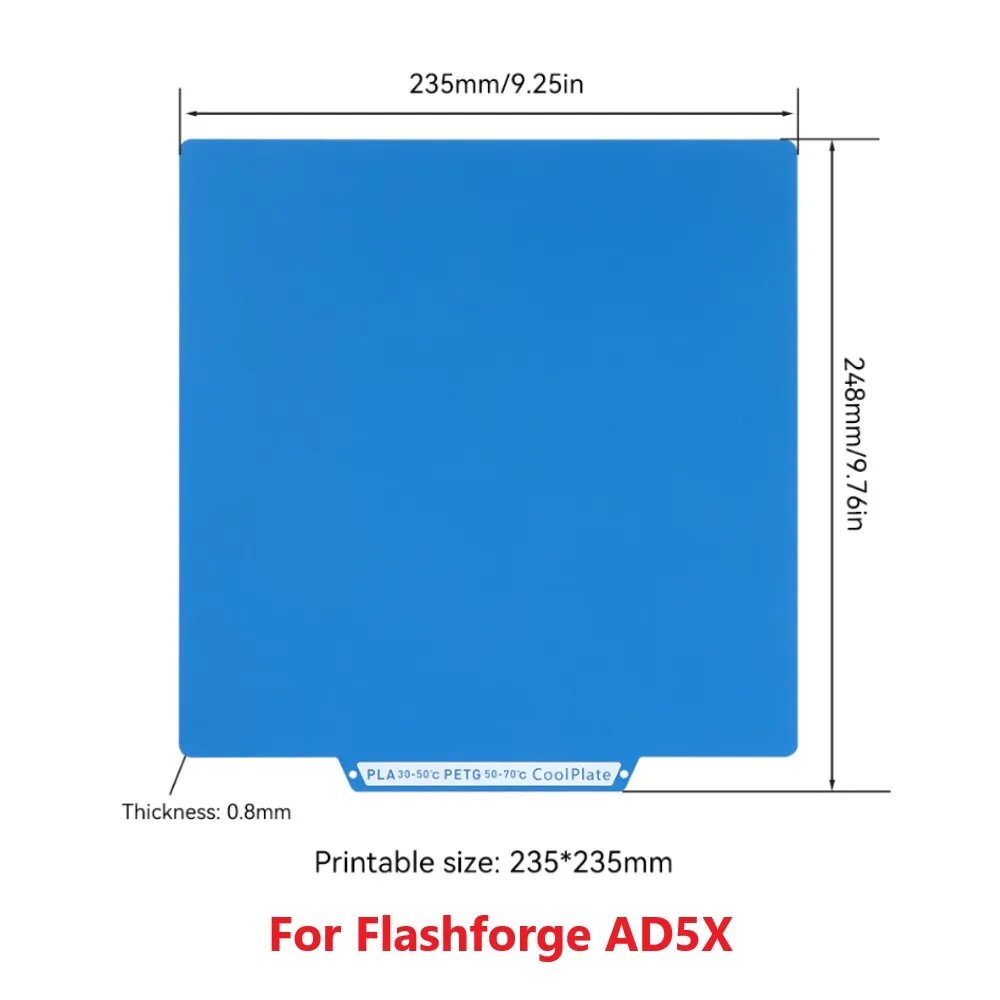 Пружинная подогреваемая пластина 235x235 мм для Flashforge AD5X