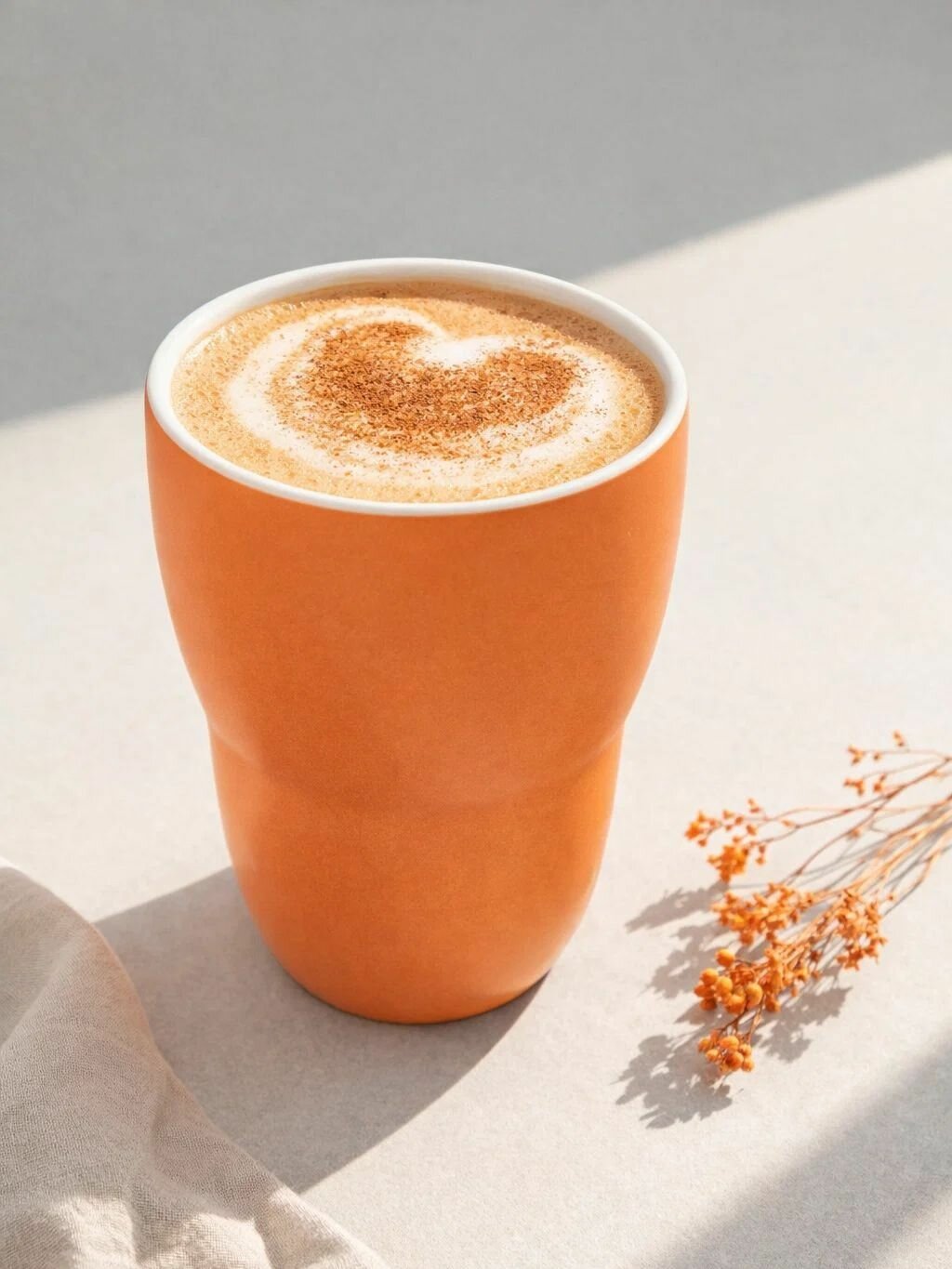 Чашка, кружка оранжевая без ручки "Barista" 1 шт, 500 мл. Стакан для кофе, капучино, чая, коктейлей, фарфор.