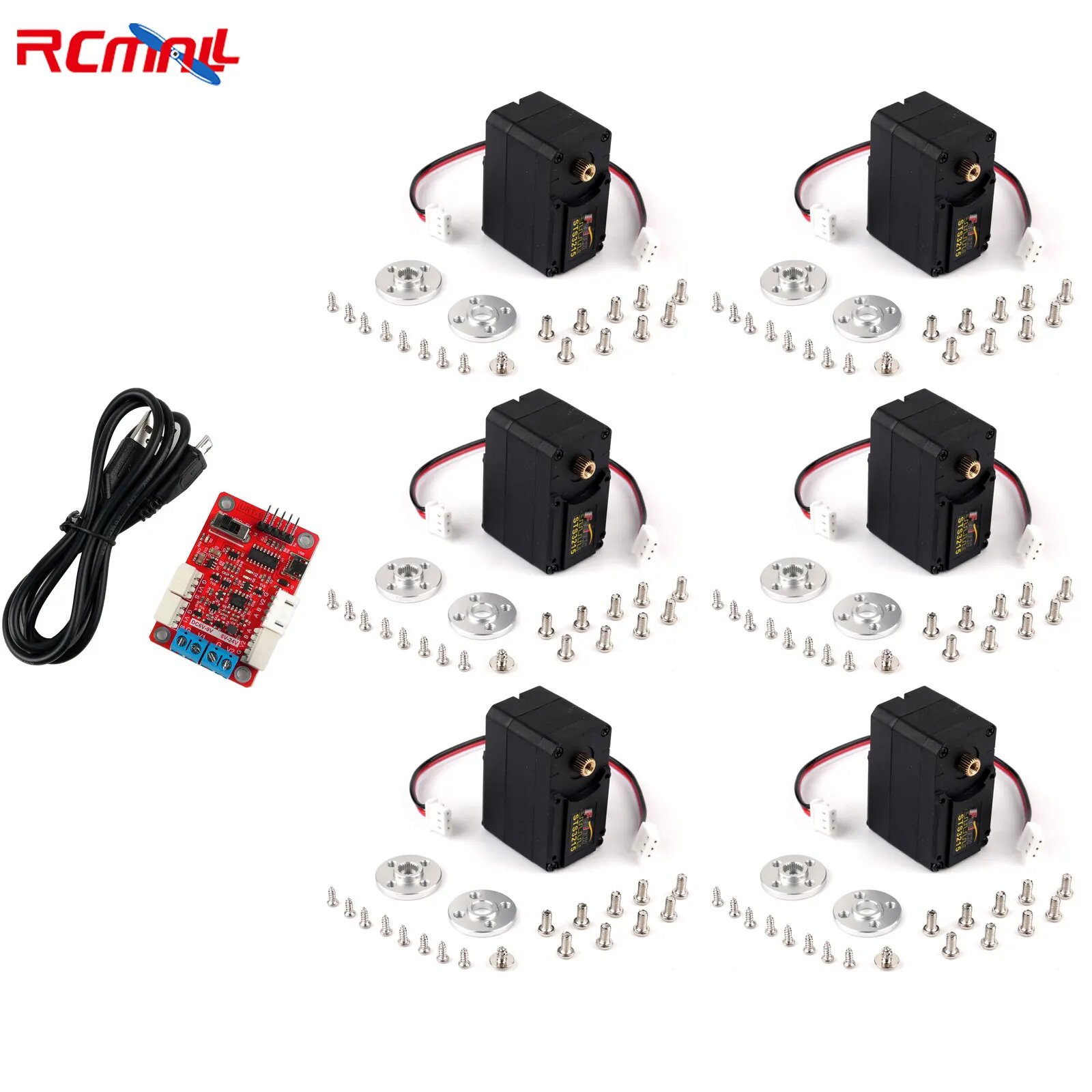 6 шт. Сервопривод Feetech STS3215 12В 30 кг с обратной связью, FE-URT-1