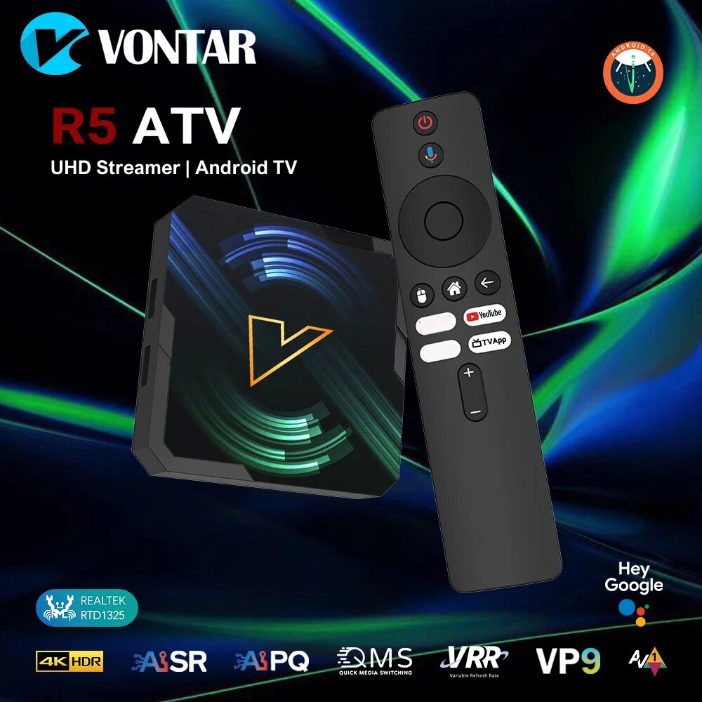 VONTAR R5 ATV Android TV Box 4K Европейская вилка (EU Plug), 2GB 16GB — фото 1