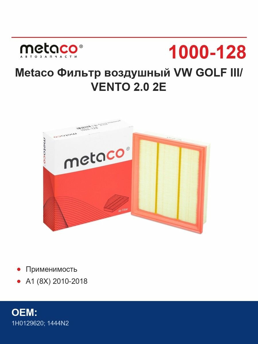 Metaco Фильтр воздушный VW GOLF III/ VENTO 2.0 2E