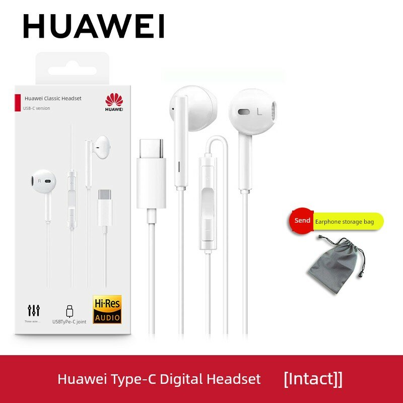 Наушники Huawei CM33 проводные, цвет белый, новая упаковка в коробке с чехлом для наушников