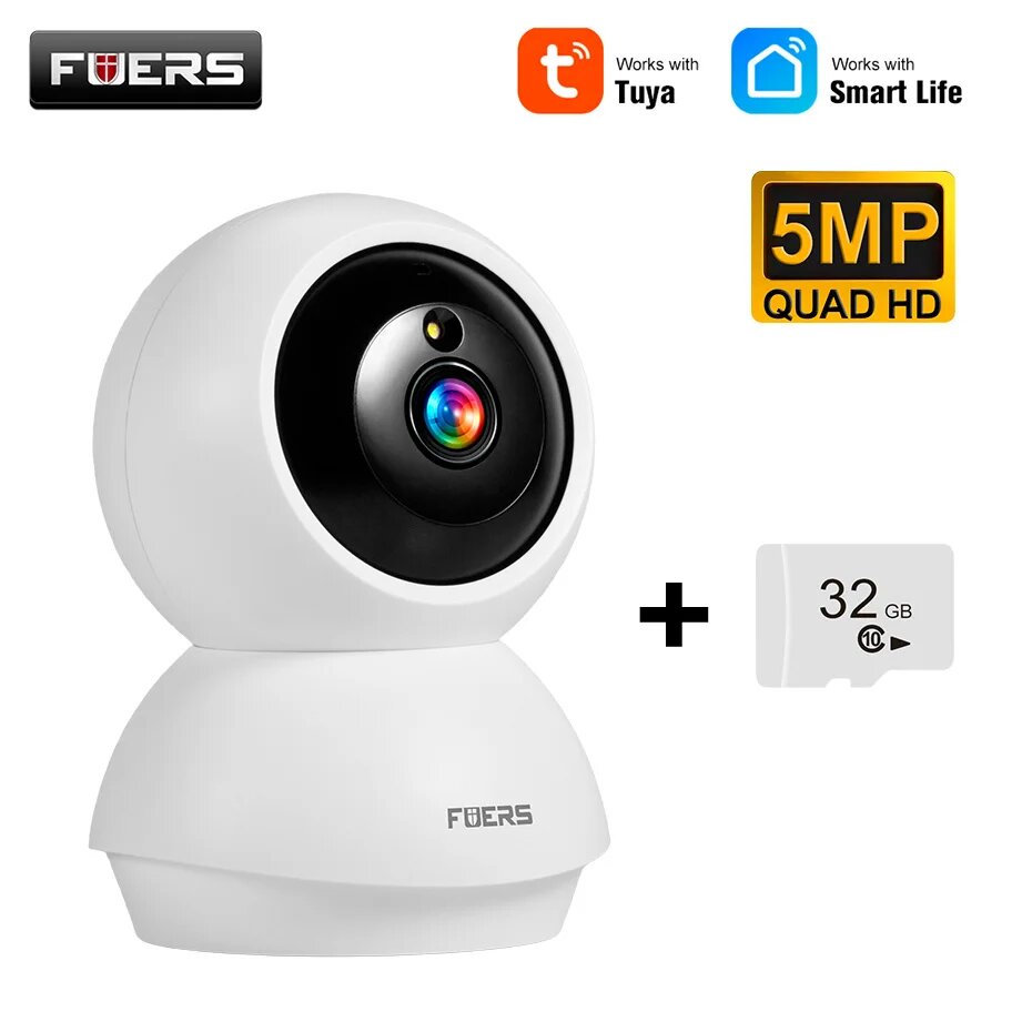 FUERS 5MP Quad HD Wi-Fi камера, Белый, 32GB