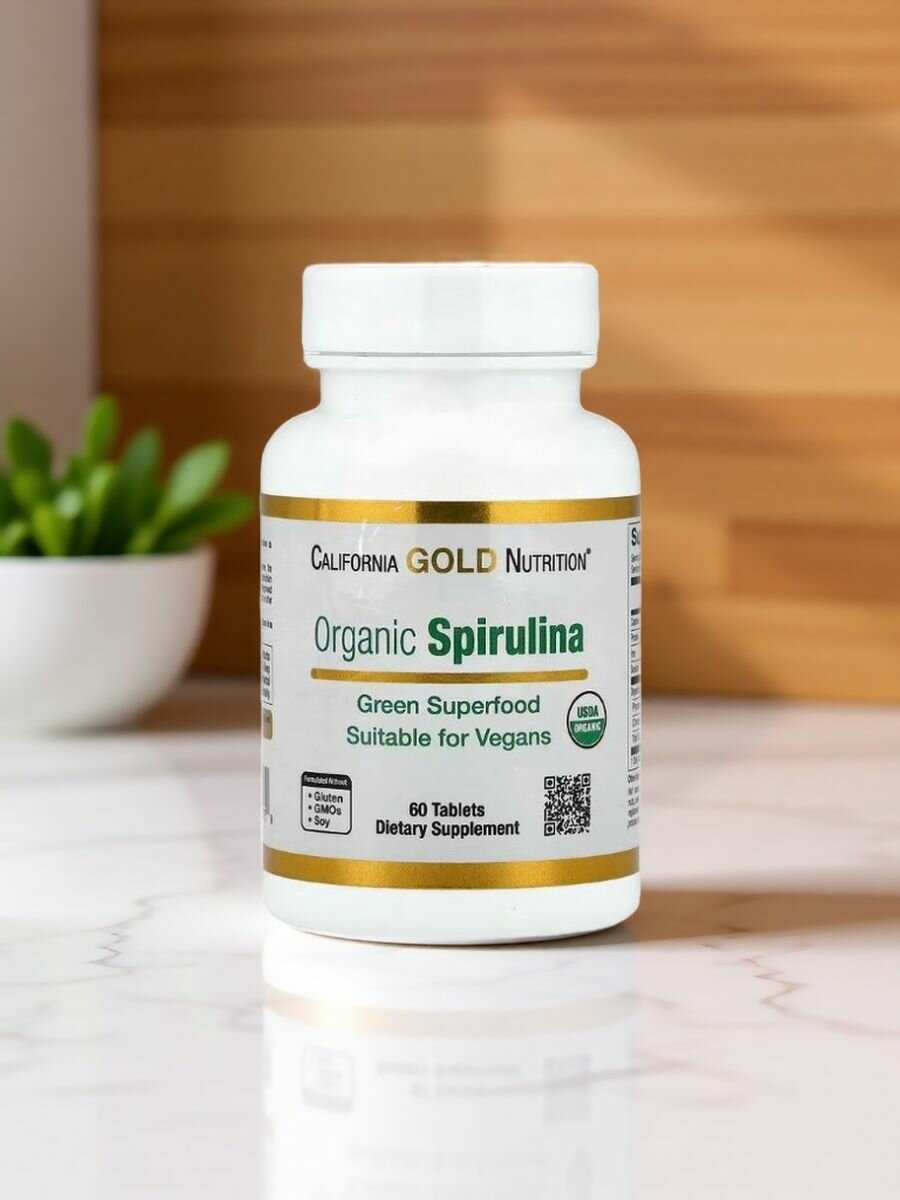California Gold Nutrition, органическая спирулина с фикоцианином и хлорофиллом, 60 таблеток