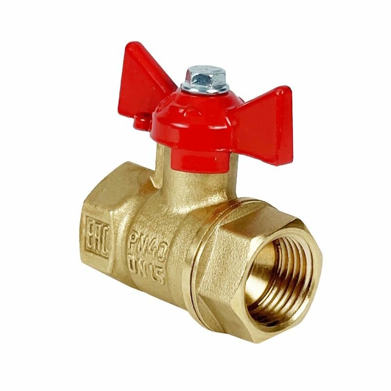 Кран шаровой латунь 11Б27фт1М Ду20 Ру40 ВР бабочка VALFEX VF.217. LB1.034. N/P59