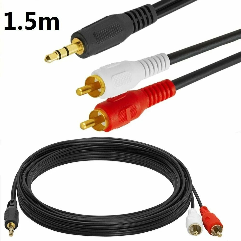 PENGQIAO Аудиокабель 3.5 мм/RCA, 1.5 м, черный матовый