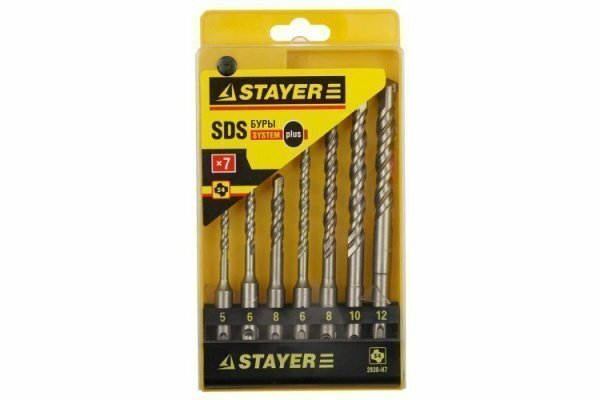 STAYER Набор буров SDS-plus 7 шт: 5x110, 6x110, 8x110, 6x160, 8x160, 10x160, 12