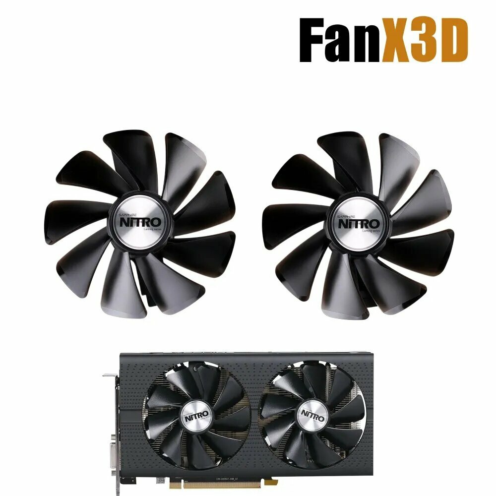 2 Вентиляторa (кулерa) 95мм CF1015H12D Для видеокарты SAPPHIRE Radeon RX 470 480 580 570 NITRO
