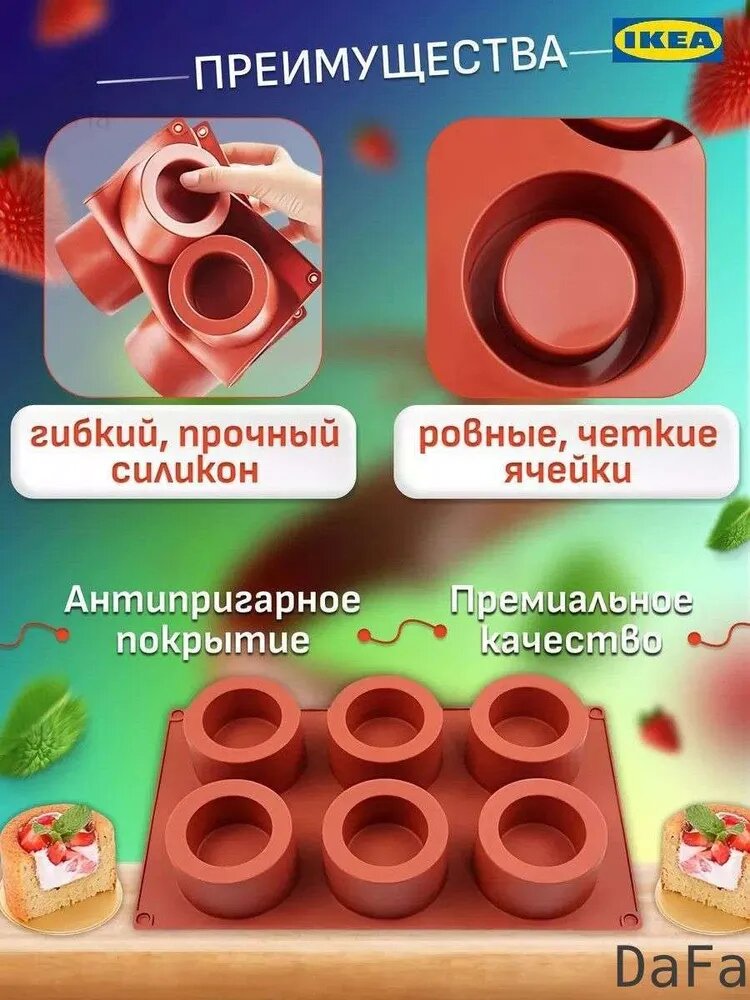 Форма для выпечки силиконовая круглая 1 шт IKEA пищевой силикон для выпечки и муссов — фото 1