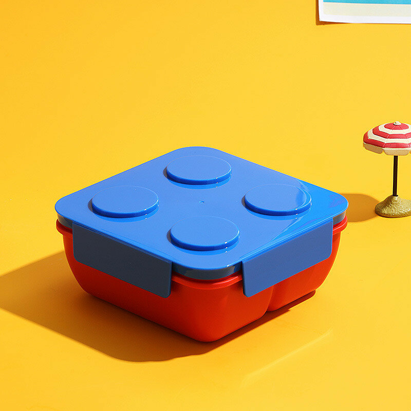 Plastic square food container with partition design and microwave safe function for children brand not specified blue 1100ml