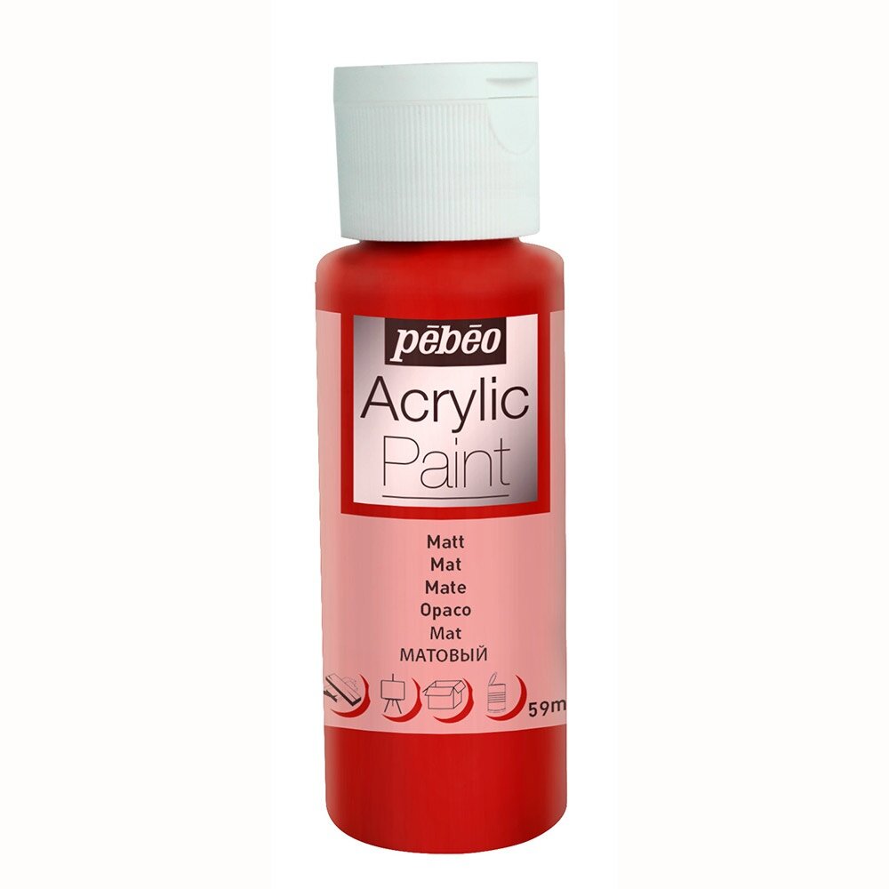 Краска акриловая Pebeo Acrylic Paint, декоративная, матовая, 59 мл, вишня