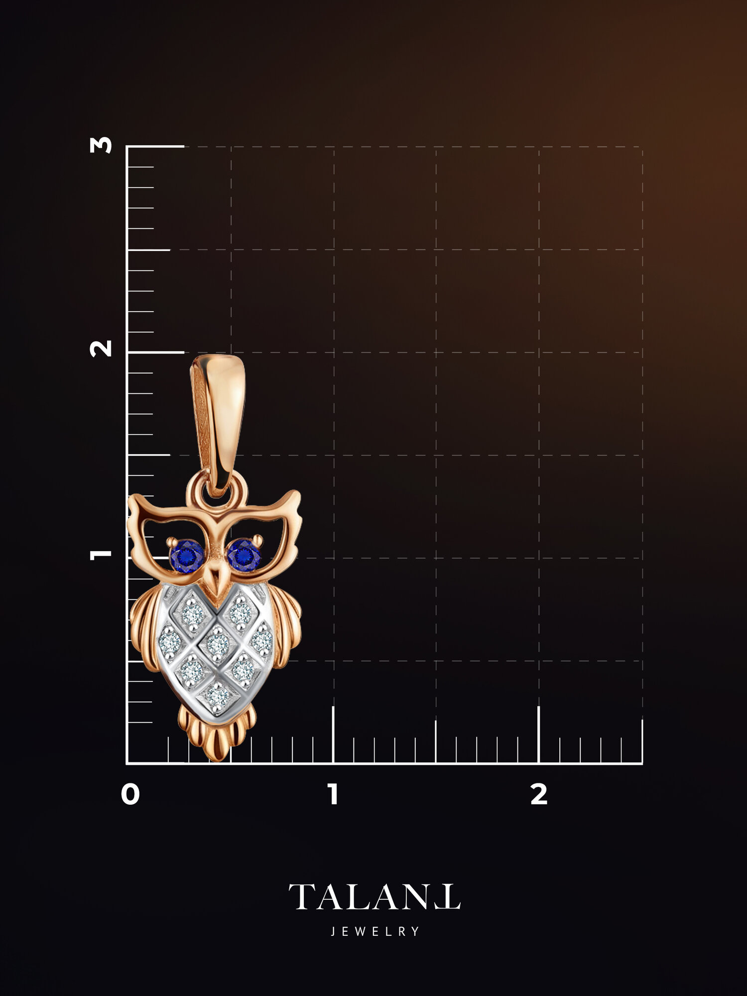 Подвеска TALANT, красное золото, 585 проба, фианит, размер 2 см., золотой — фото 1