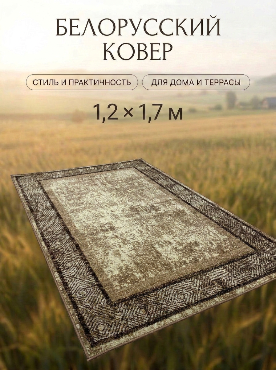 Ковер на пол Витебские ковры, Эспрессо, прямоугольный, размер 1.2х1.7 м, производство Беларусь.