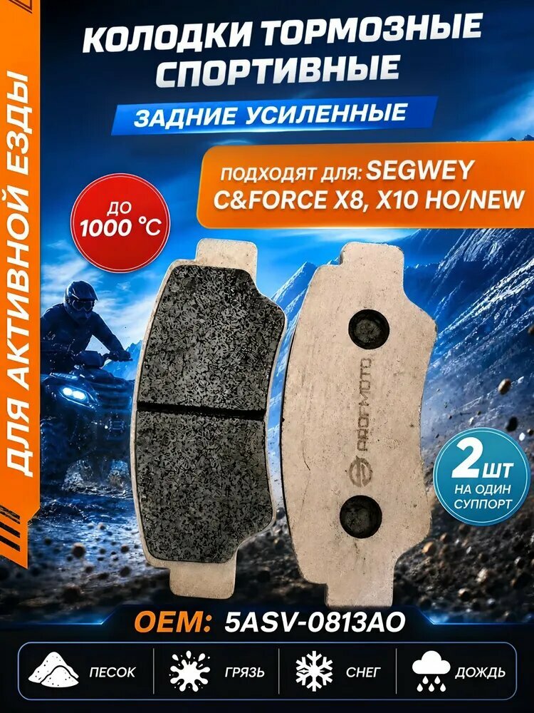 Колодки тормозные задние спортивные усиленные для квадроцикла ATV X8HO/NEW, 10HO/NEW, 600, U1000, Z10/1000 V X8HO/NEW, 10HO/NEW, 600, U1000, Z10/1000. 5ASV-0813A0