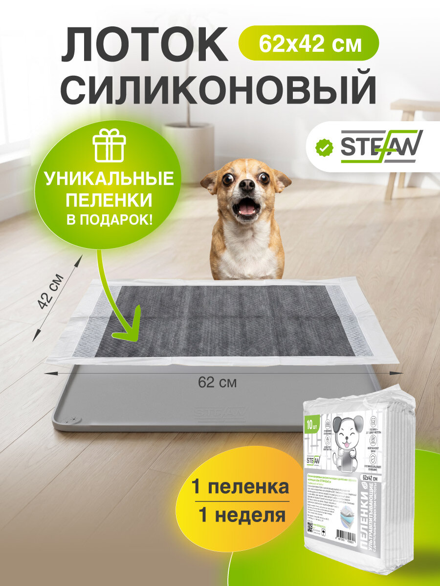 Лоток для собак 42Х62 STEFAN (Штефан), с пеленками для собак