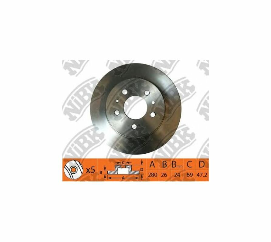 Диск тормозной передний NIBK RN1412 для а/м Hyundai i30, ix20, KIA Ceed, Cerato, Soul, Sportage