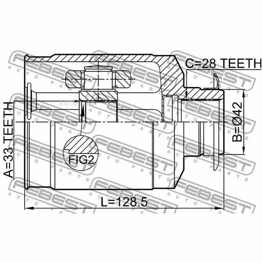 ШРУС внутренний правый 33X42X28 SANTA FE 2012- 2211-XM12RH FEBEST 2211XM12RH