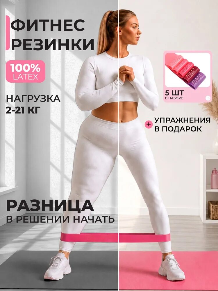 Резинки для фитнеса, фитнес резинка, набор 5 шт, Airclif