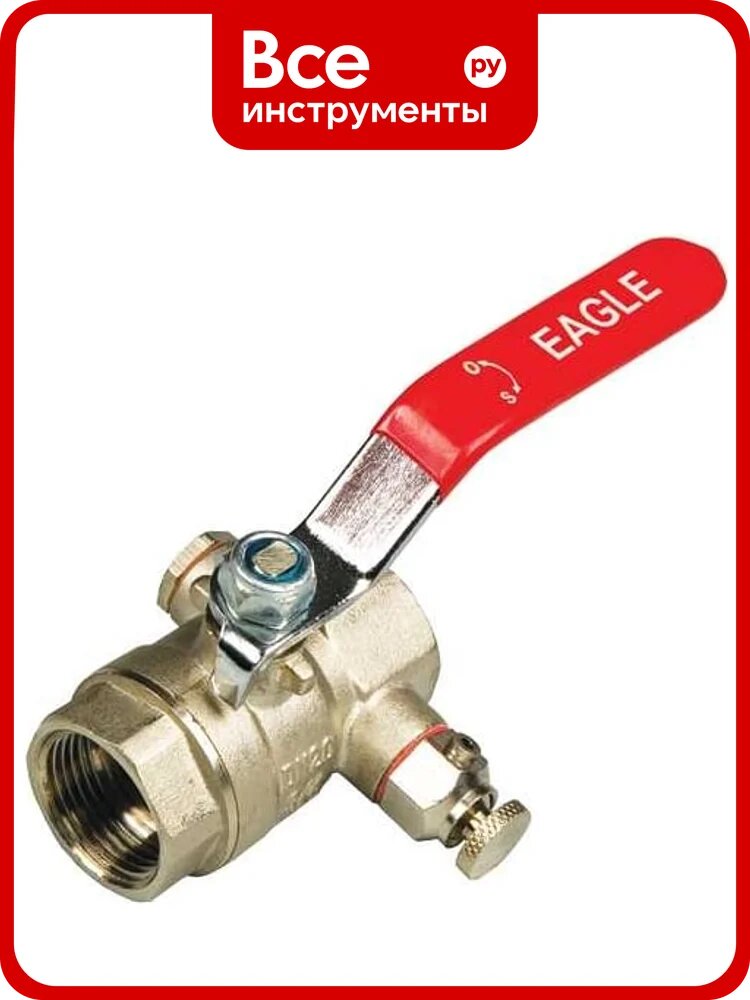 Шаровой кран BYR PEX полнопроходной, c дренажом и сбросником, 1 1/4" FF, PN 25, стальная ручка 9244В