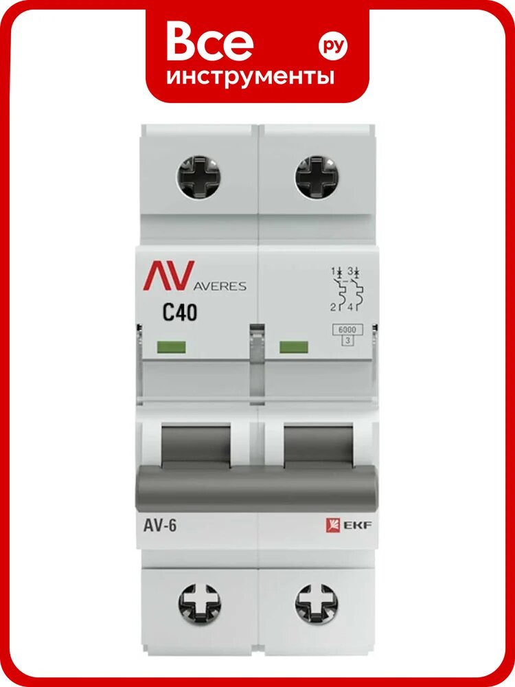 Автоматический выключатель EKF AV-6 2P 40A 6kA AVERES mcb6-2-40C-av