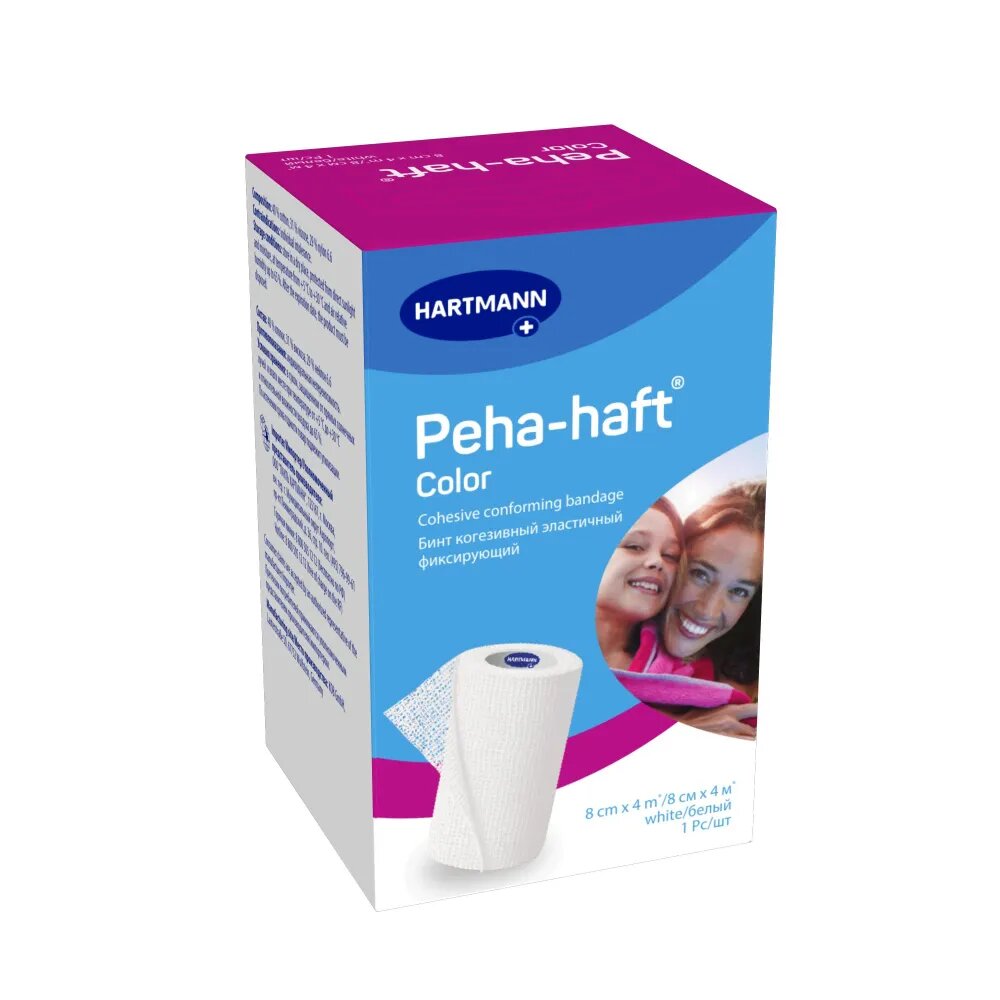 Бинт когезивный эластичный фиксирующий Peha-haft Color white/ белый 8 см х 4 м