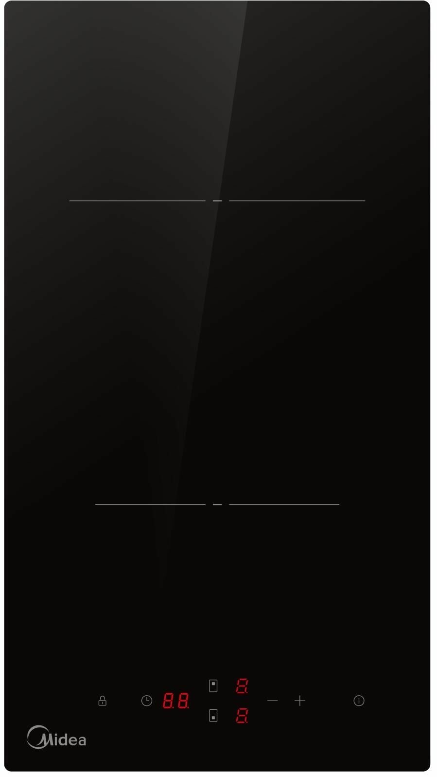 Электрическая варочная панель MIDEA MCH32203 автоматика закипания, 29 см, 2 конфорки, стеклокерамика, 3000 Вт, автоотключение, черная