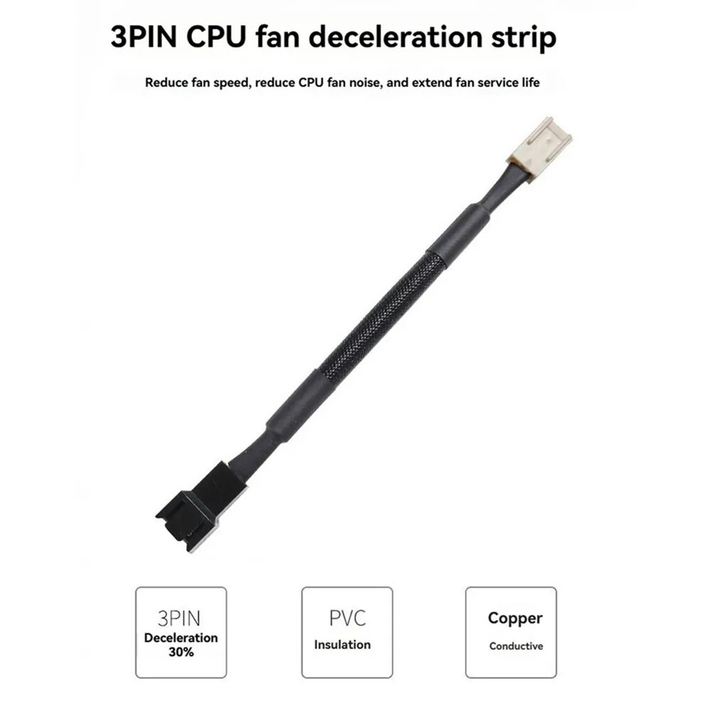 3PIN Скорость Вентилятора ПК Снижение Шума Удлинительный Резистор Кабель Провод ЦП