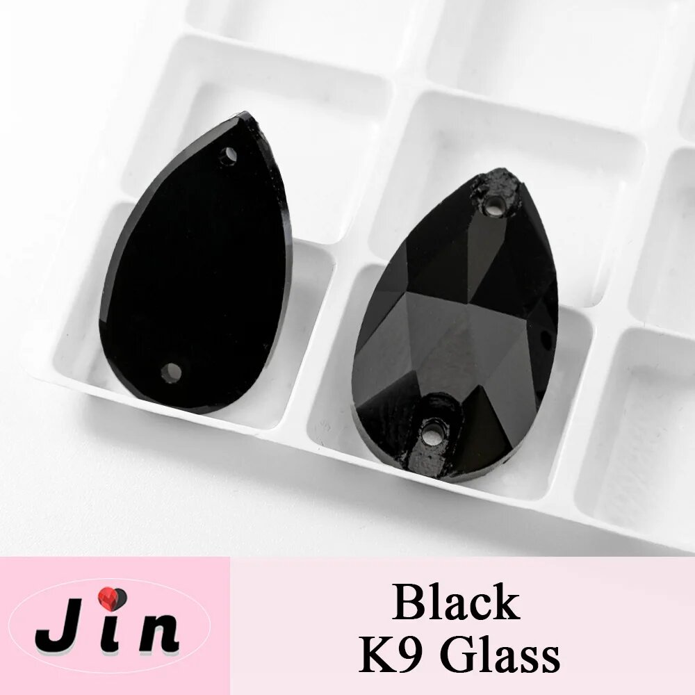 Стеклянные стразы JIN Roselight для декора 7x12mm 72pcs, Черный, Black
