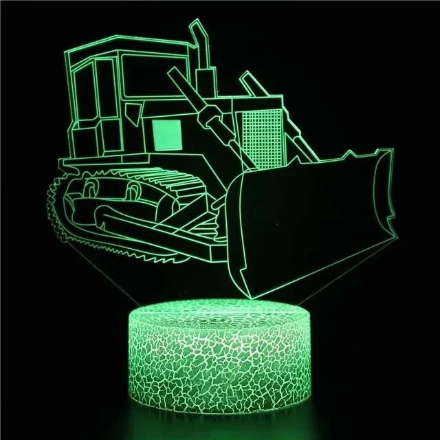 Ночник-экскаватор детский 3D RGB Light Red, 16 Color Black base