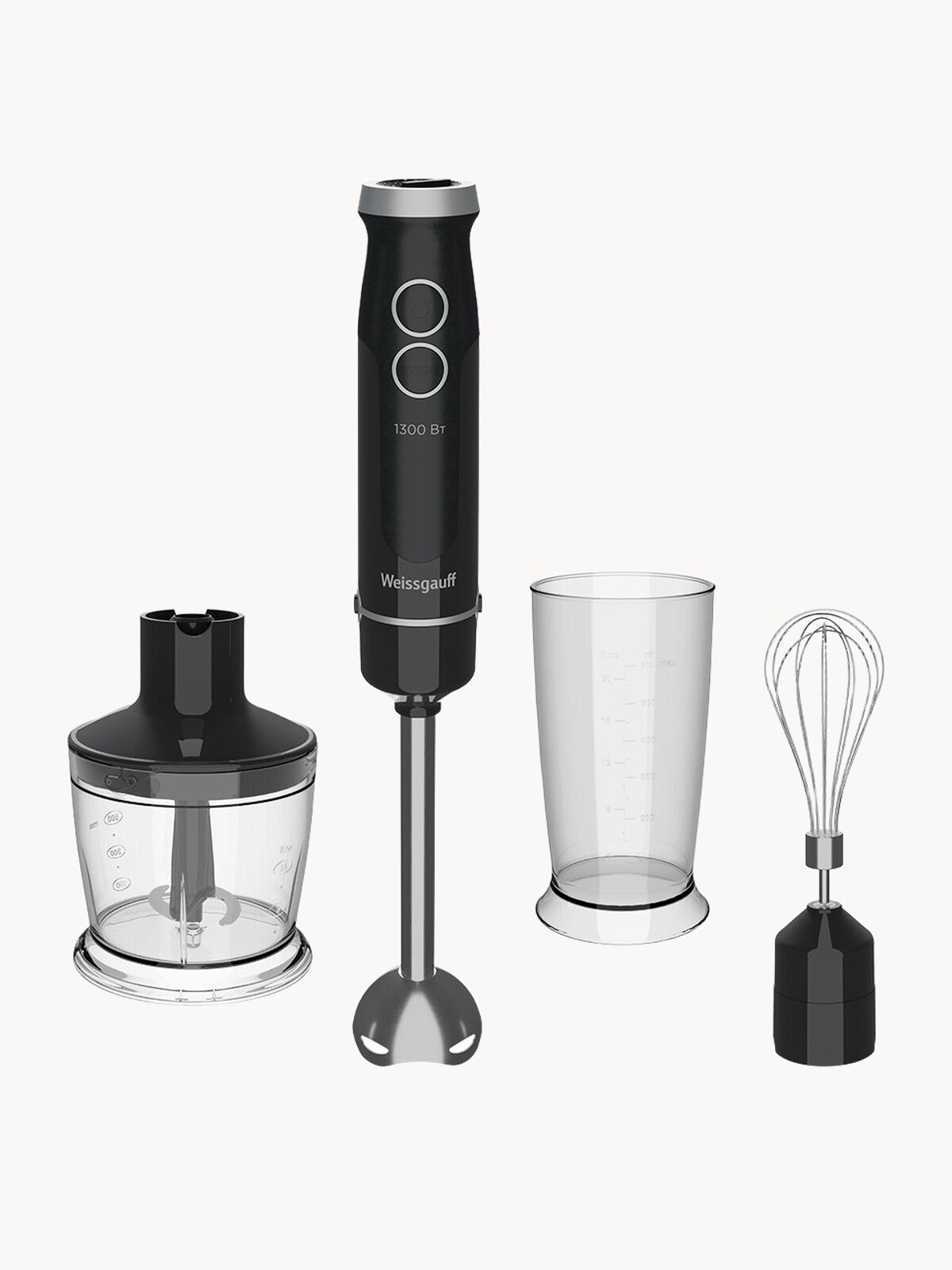 Блендер погружной Weissgauff WHB 251 PKB Silent Mix 3 в 1, 15000 оборотов в минуту