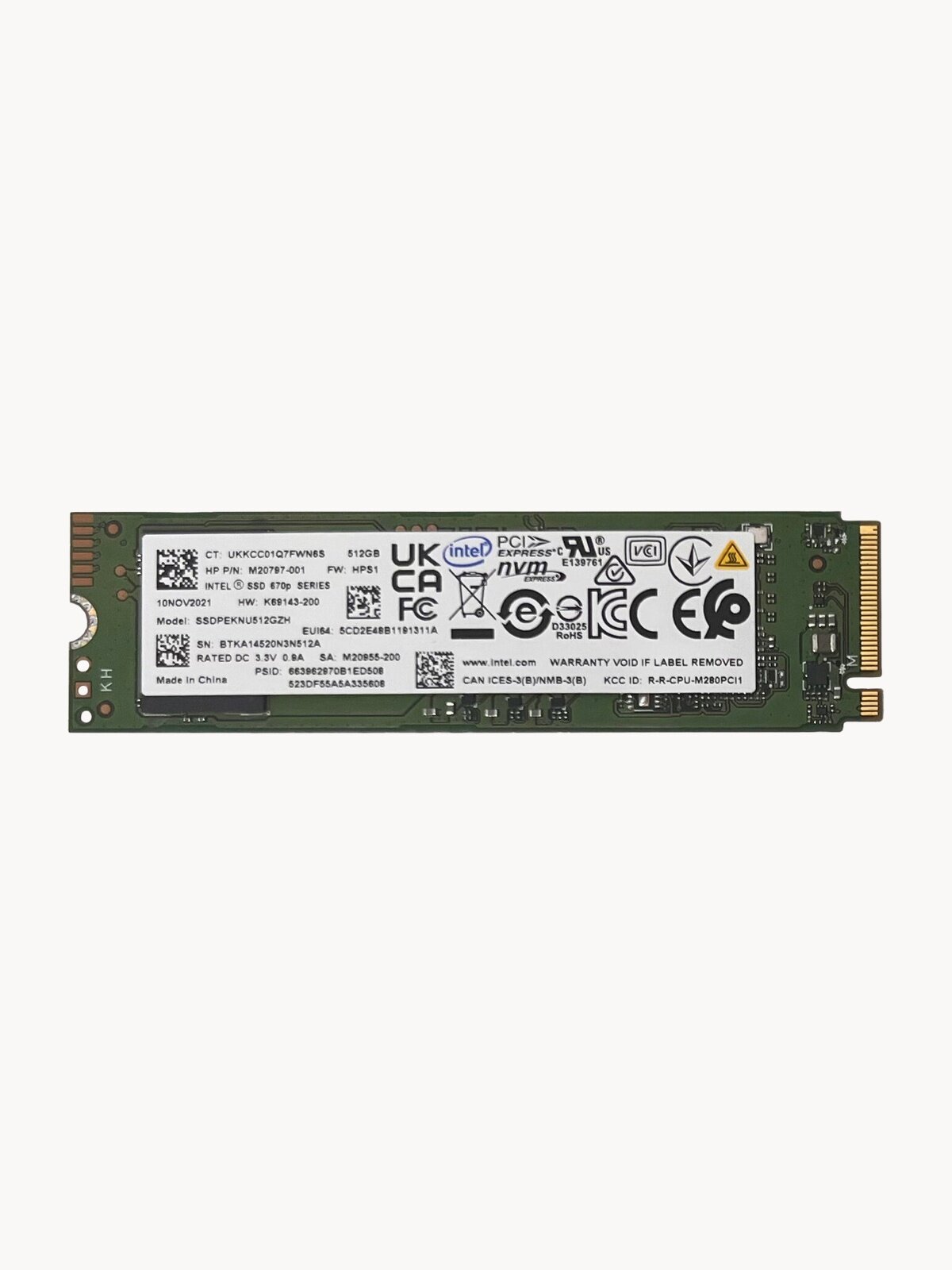 SSD диск Intel M.2 2280 670p Series 512GB PCI-E 3.0 x4 NVMe 3D NAND QLC (SSDPEKNU512GZ)