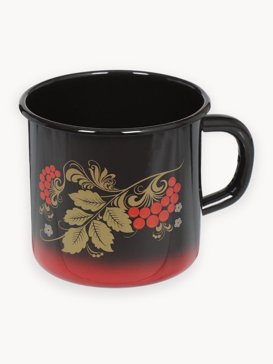 Кружка сталь, эмалированное покрытие, 1 л, Сибирские товары, С0107.8, красно-черная