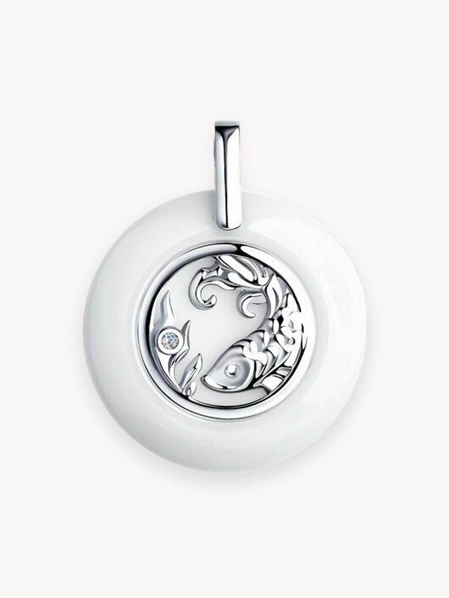 Подвеска, серебро, 925 проба, родирование, керамика