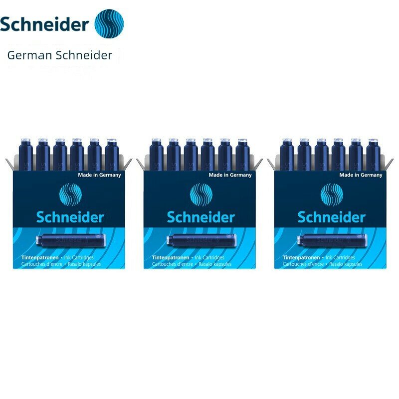Schneider чернильные капсюлы голубо-черные 3 коробки (18 штук) универсальные расходные материалы для ручек