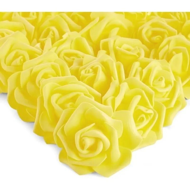 Искусственные розы из пенопласта для декора 50 шт. Светло-желтый, Yellow