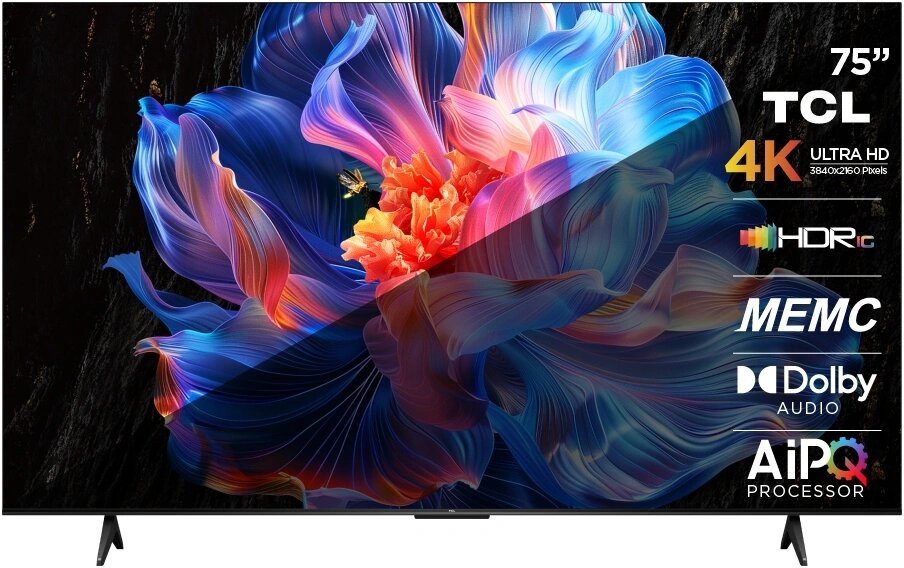 Телевизор LED TCL 75 75P6K черный 4K Ultra HD 60Hz DVB-T DVB-T2 DVB-C DVB-S DVB-S2 USB WiFi Smart TV
