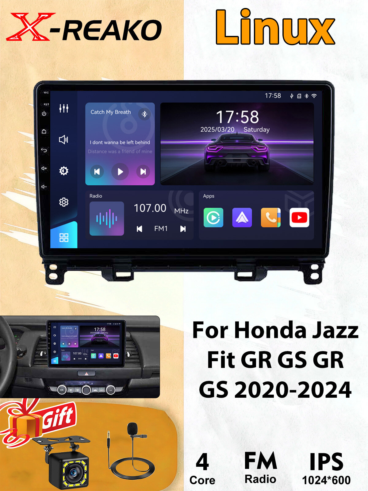 Магнитола для 10" Honda Fit, Jazz 2020+ (левый руль) DSP Audio, Carplay