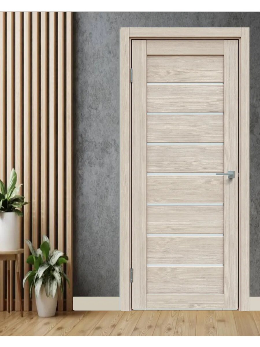 Дверь межкомнатная Л2 60х200 кремовая комплект