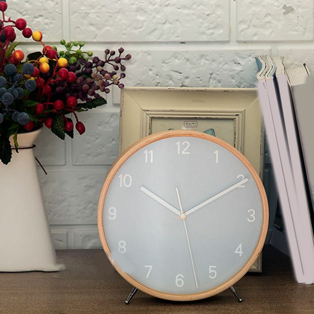 Настольные часы, Деревянные бесшумные настольные часы в европейском стиле -цвет дерева