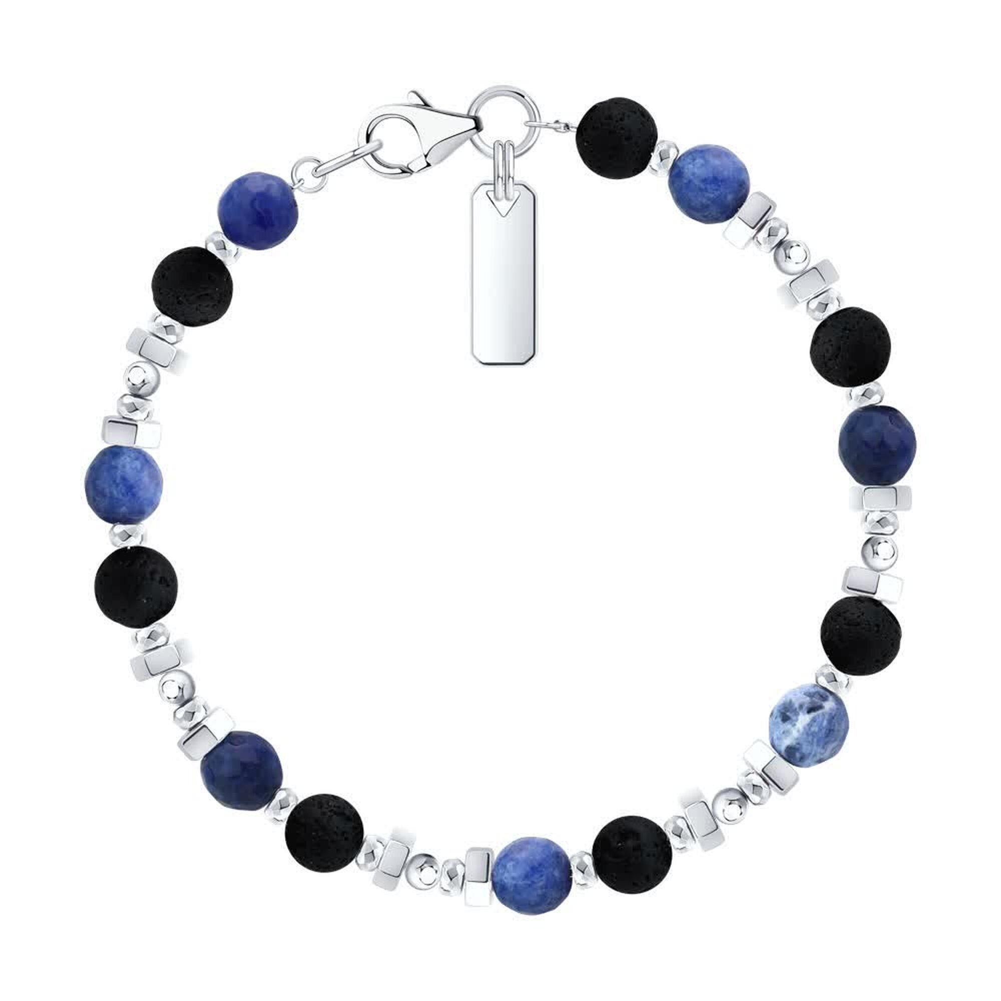 Браслет, серебро, 925 проба, родирование, содалит