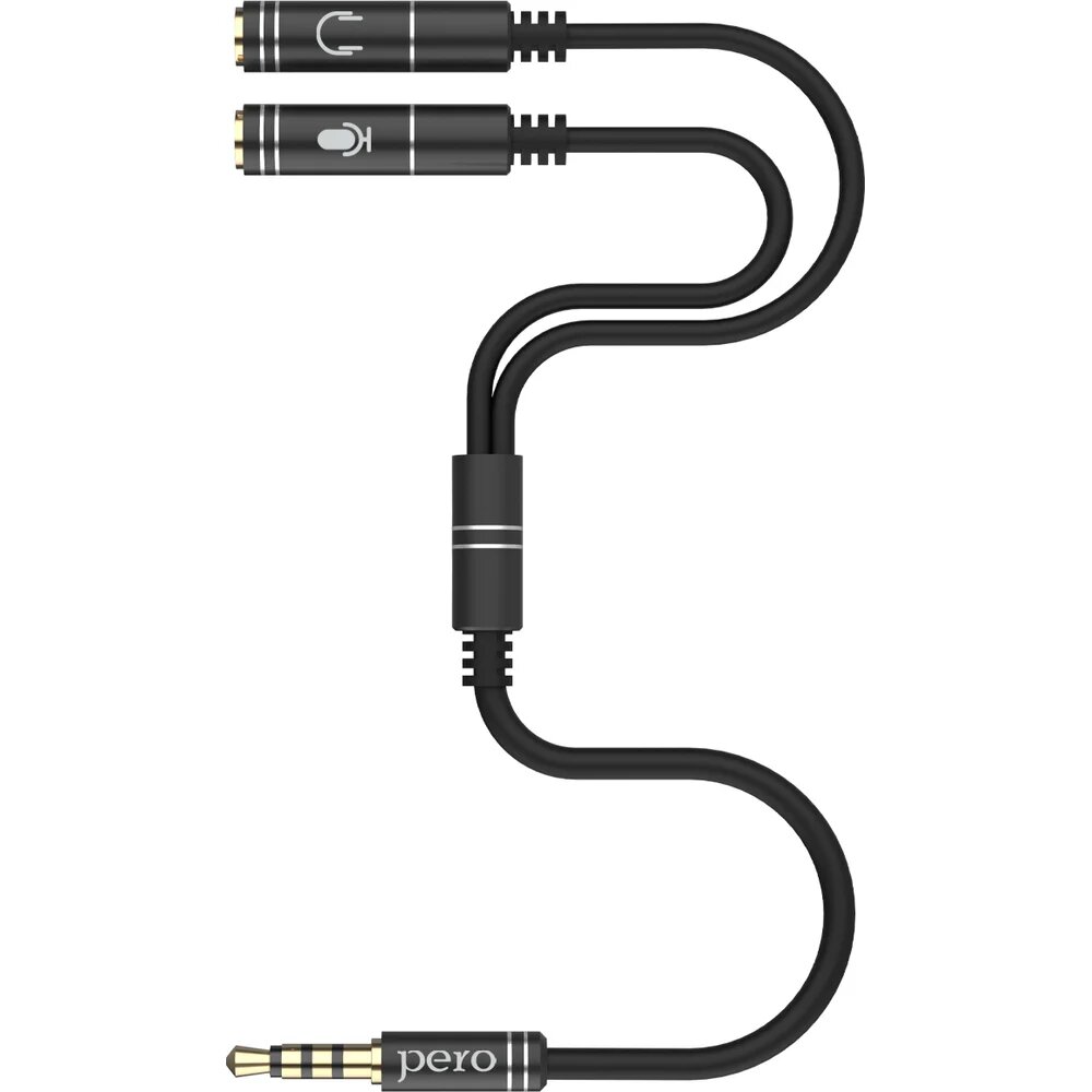 PERO Аудио разветвитель AD08 PREMIUM AUX SPLITTER MIC + SPEAK, черный PRAD08MSBK